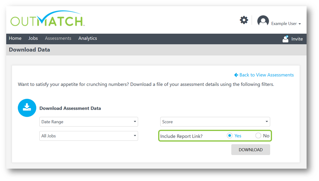 Downloading Assessment Data – OutMatch Support Library
