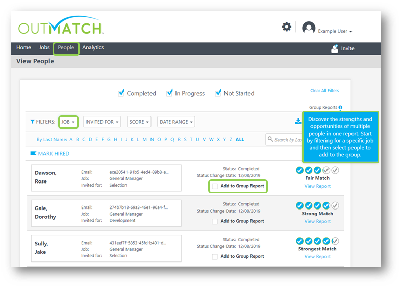 Building Group Reports – Harver-Outmatch Help Center